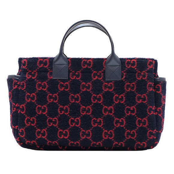 Gucci | Bags | Gucci Gg Wool Handbag Blue | Poshmark